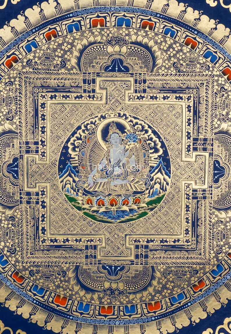White Tara Mandala Thangka Purity Embodied Tibetan Handmade Artwork ...
