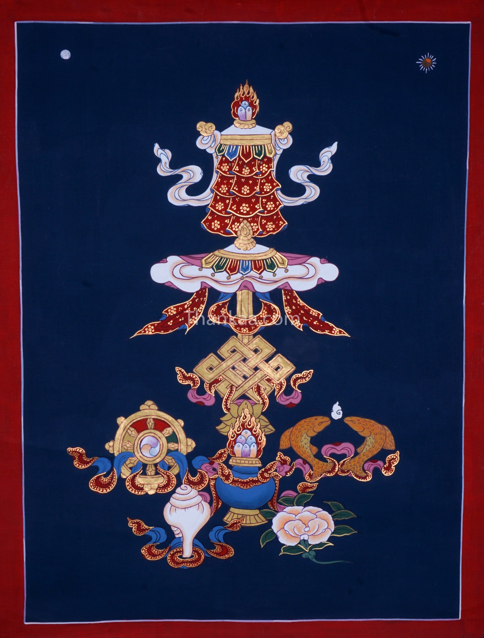 Ashtamangal "eight Auspicious Symbols" | Tibetan Handmade Painting ...