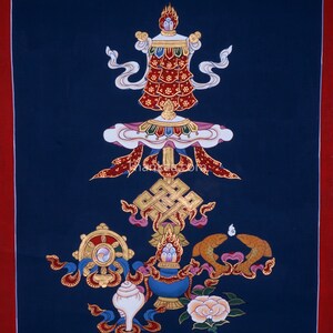 Ashtamangal "eight Auspicious Symbols" | Tibetan Handmade Painting ...
