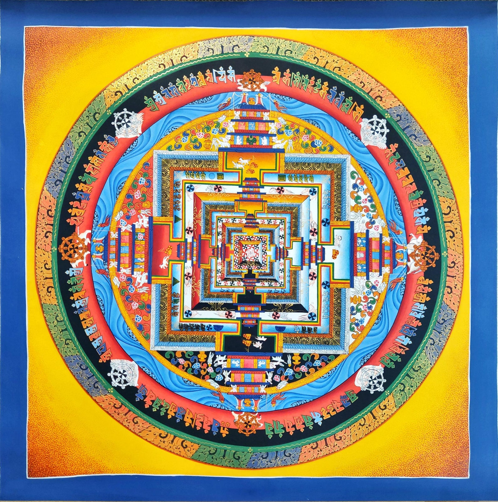 Wheel of Time Kalachakra Mandala Handmade Tibetan Thangka - Etsy