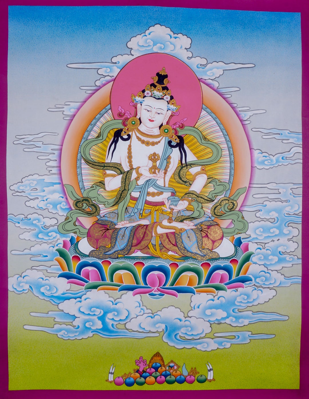 Handmade Thangka Painting of Buddhist Deity - Vajrasattva | Spiritual ...