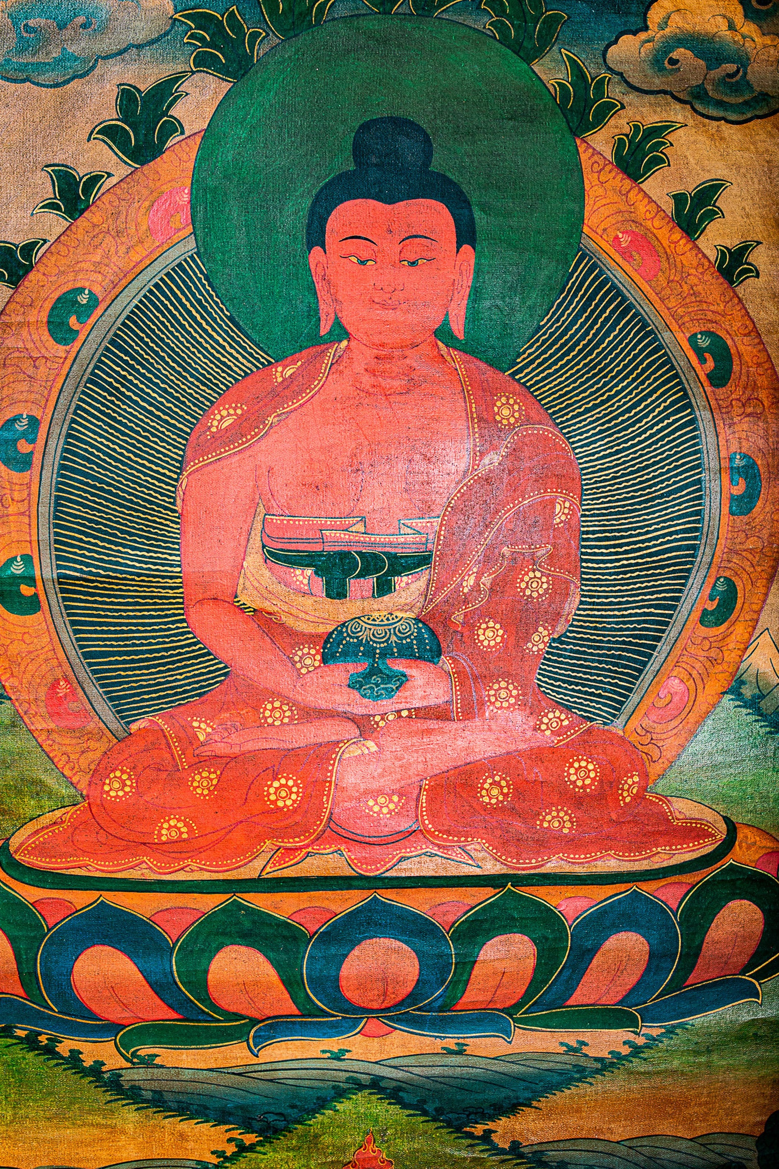 Traditional Tibetan Thangka Portraying Amitabha Buddha - the Buddha of ...