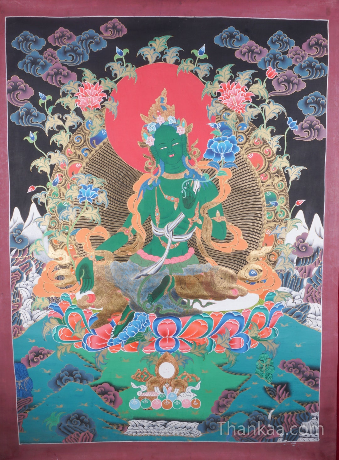 Green Tara Thangka, Symbol of Compassion and Protection | Traditional ...