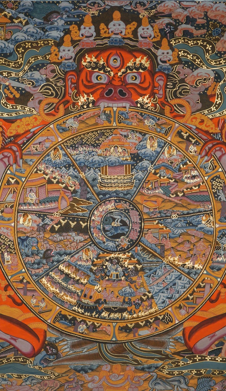 Wheel of Life Buddhist Thangka -yama Life & Death Art Spiritual ...