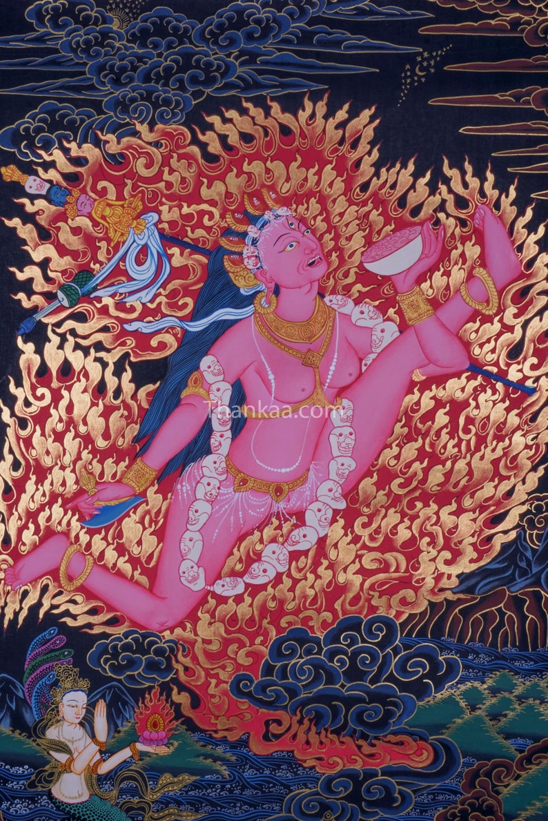 Vajrayogini Thanka- Female Buddha| Wrathful Fierce Red Dakini Tibetan ...