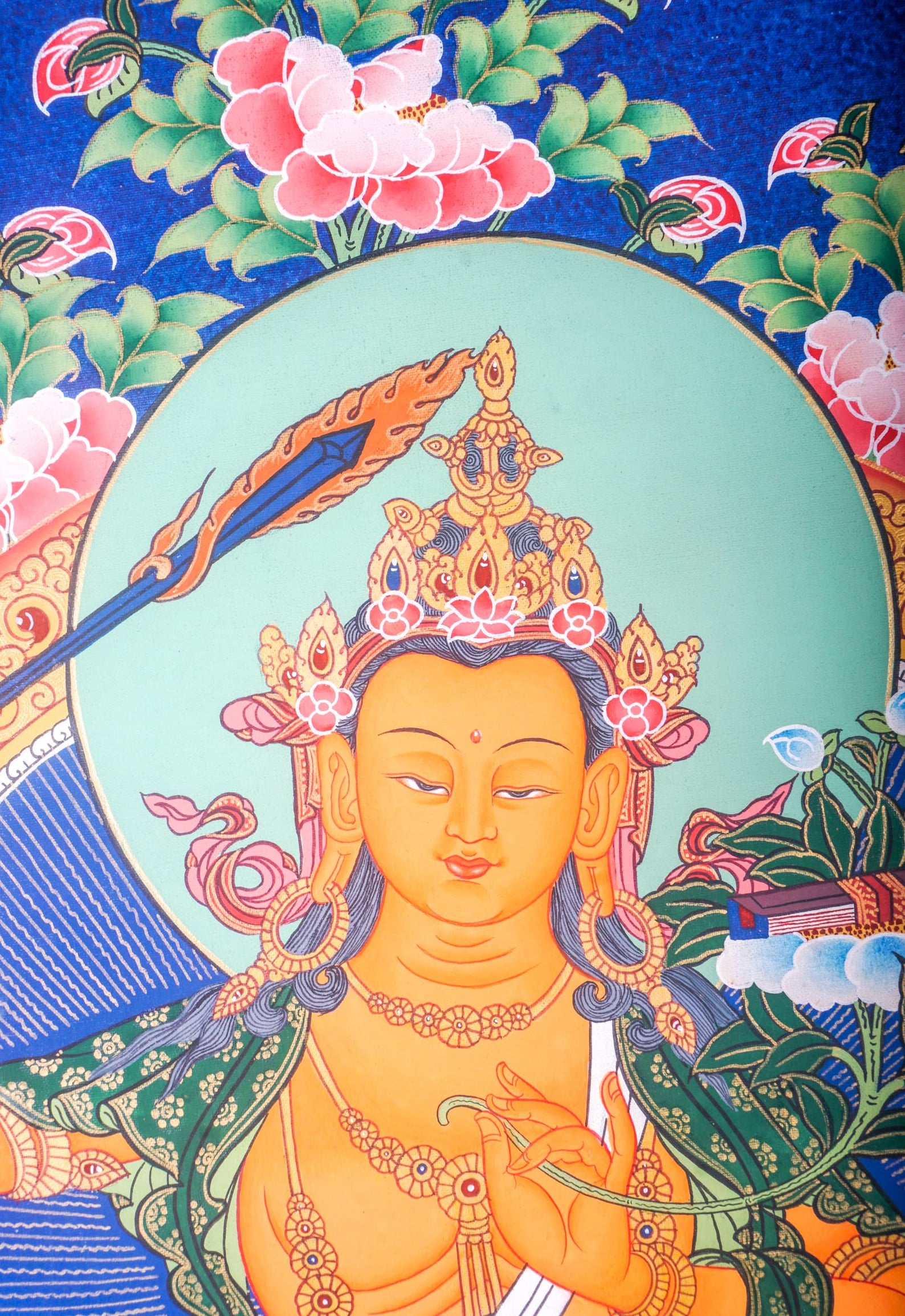 Exquisite Hand-painted Manjushri Thangka the Bodhisattva of Wisdom 100% ...