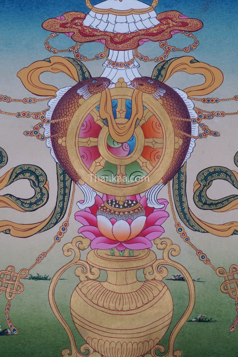 Ashtamangal eight Auspicious Symbols Tibetan Handmade Painting Buddhist ...