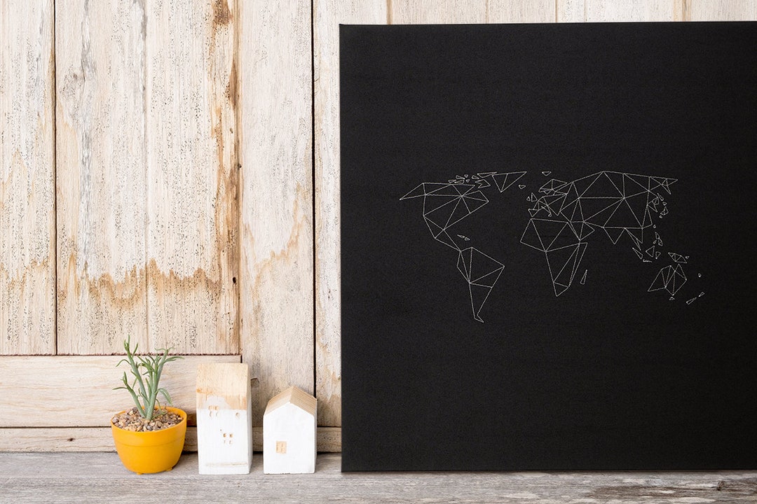 Wanderlust World Map Canvas Poster Minimalist Wall Art Ready to Hang ...