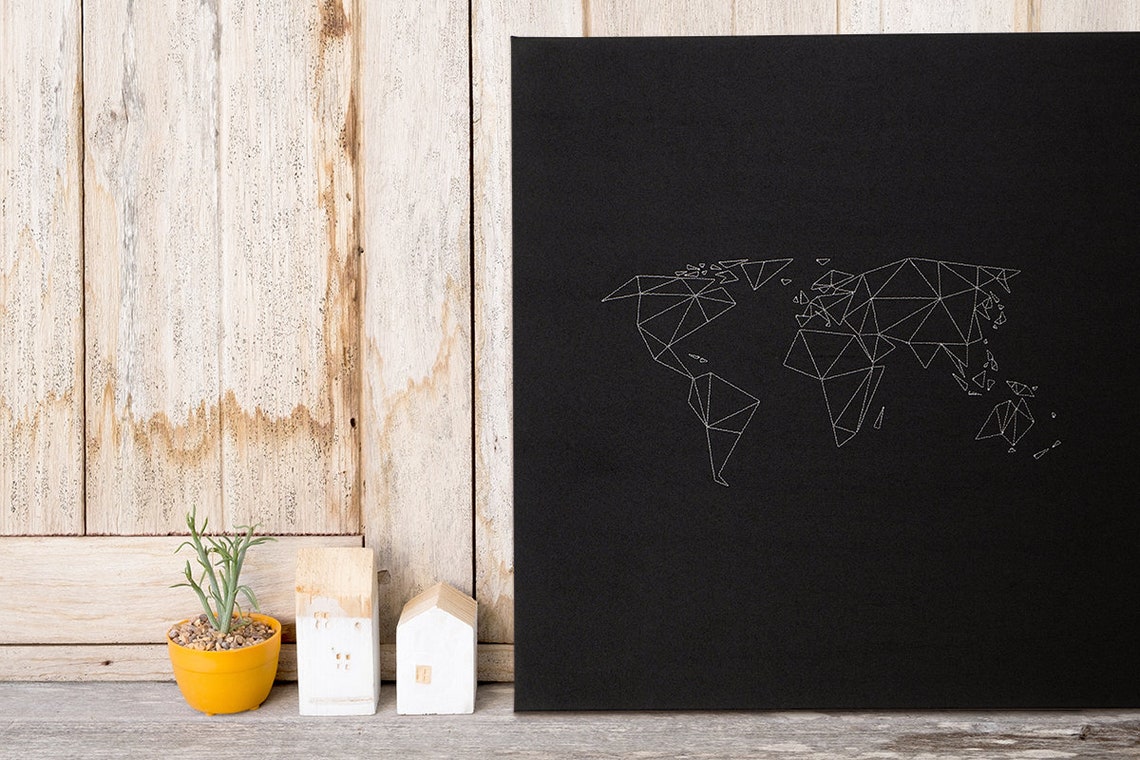 Wanderlust World Map Canvas Poster Minimalist Wall Art Ready to Hang ...