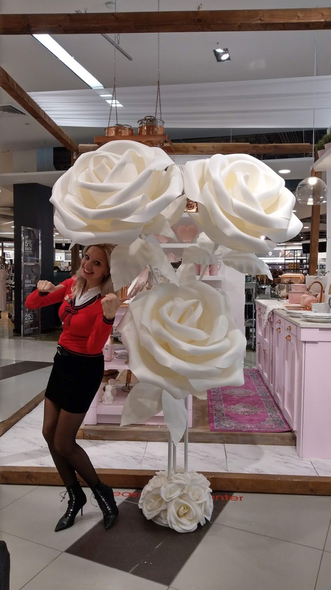 Giant Self- Standing White Roses / Giant Flowers / Wedding Decor/ Props ...