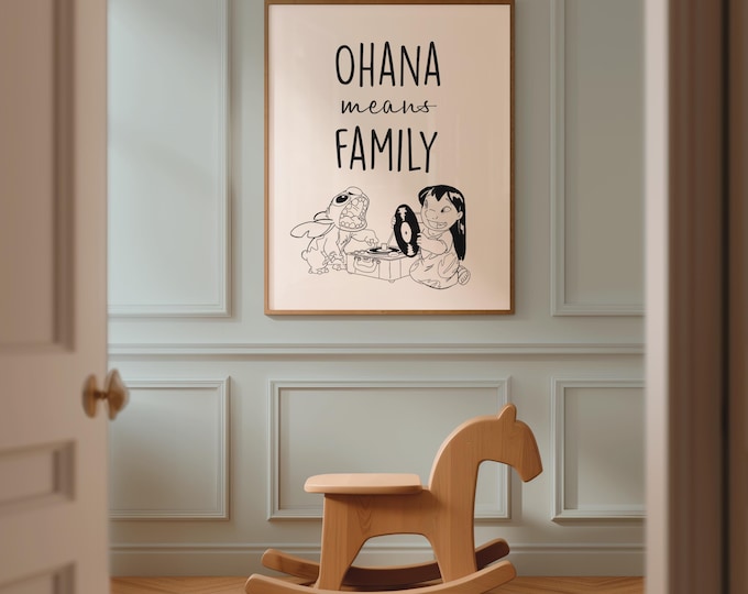 Lilo and Stitch, Ohana Means Family, Quote, Typography, Nursery ...