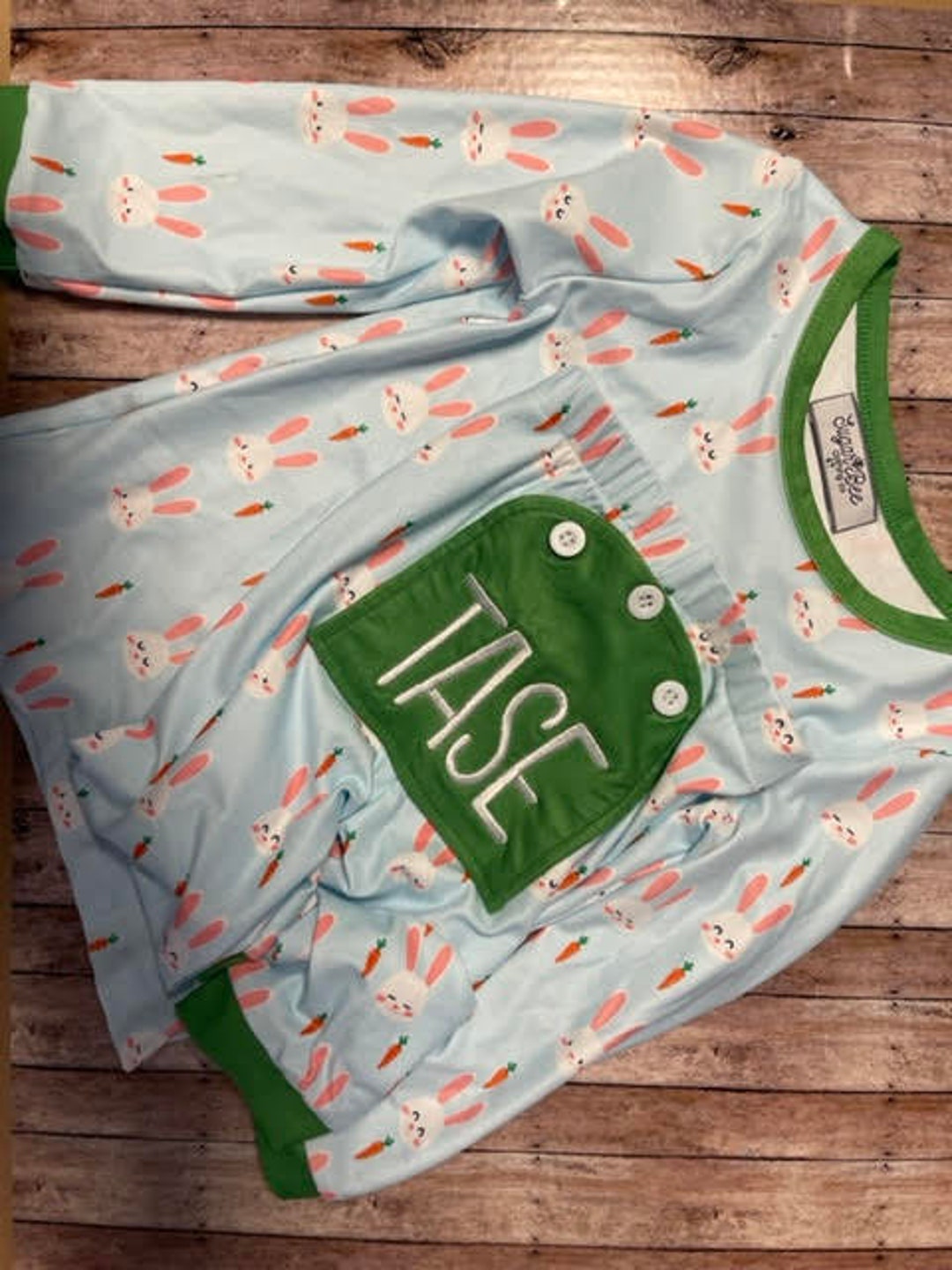 Sugar Bee Easter Bunny Buttflap Pajamas PJ Set Personalized Easter ...