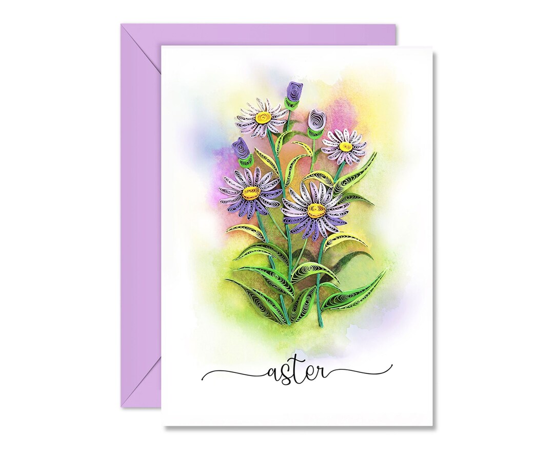 Happy Birthday Quilling Card, Aster Flower Card, Birthday Gifts, Aster ...