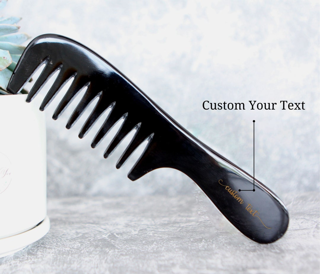 Natural Buffalo Horn Comb, Personalized Handmade Comb for Hair, Wide ...