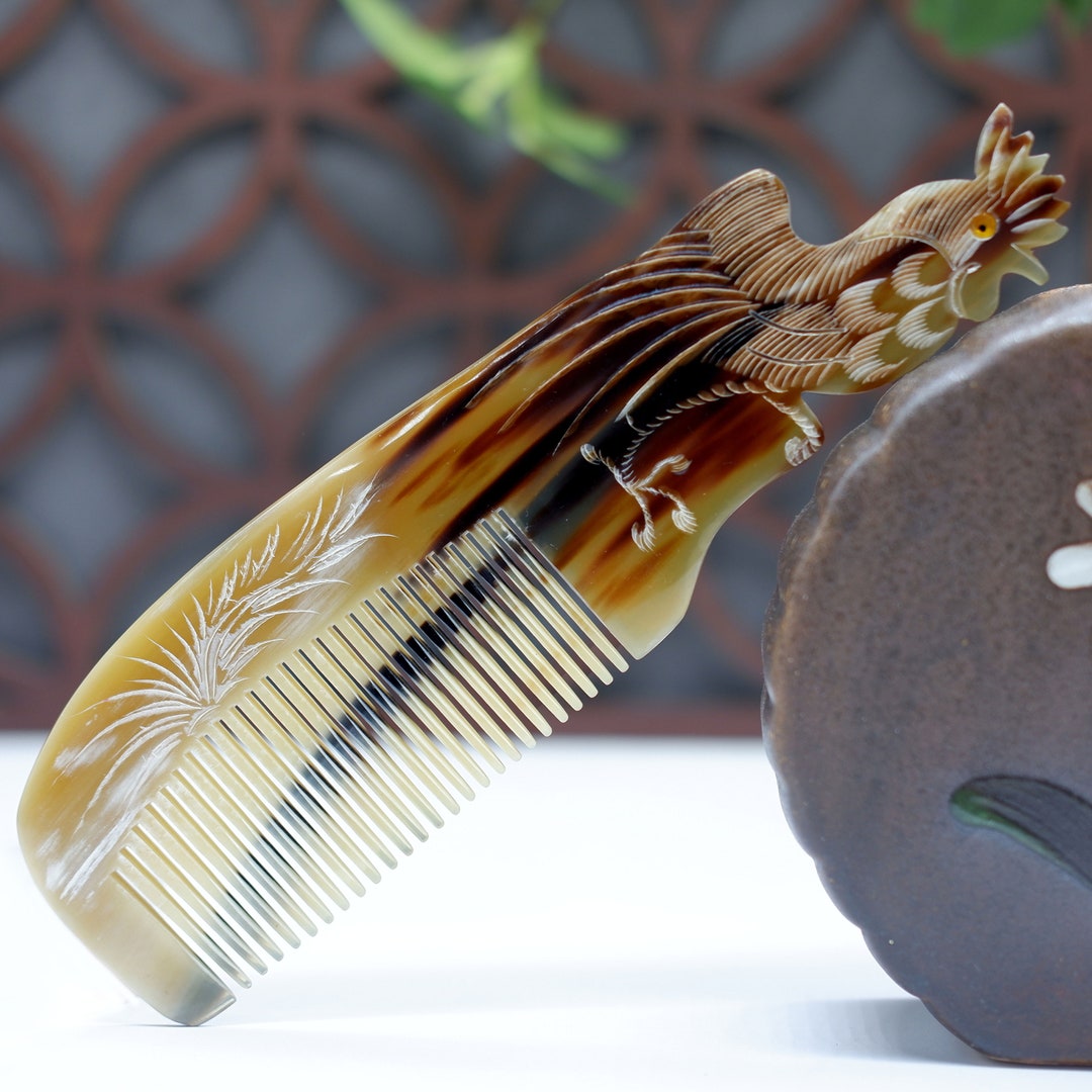 Personalized Roaster Natural Buffalo Horn Comb, Handmade Elegant ...