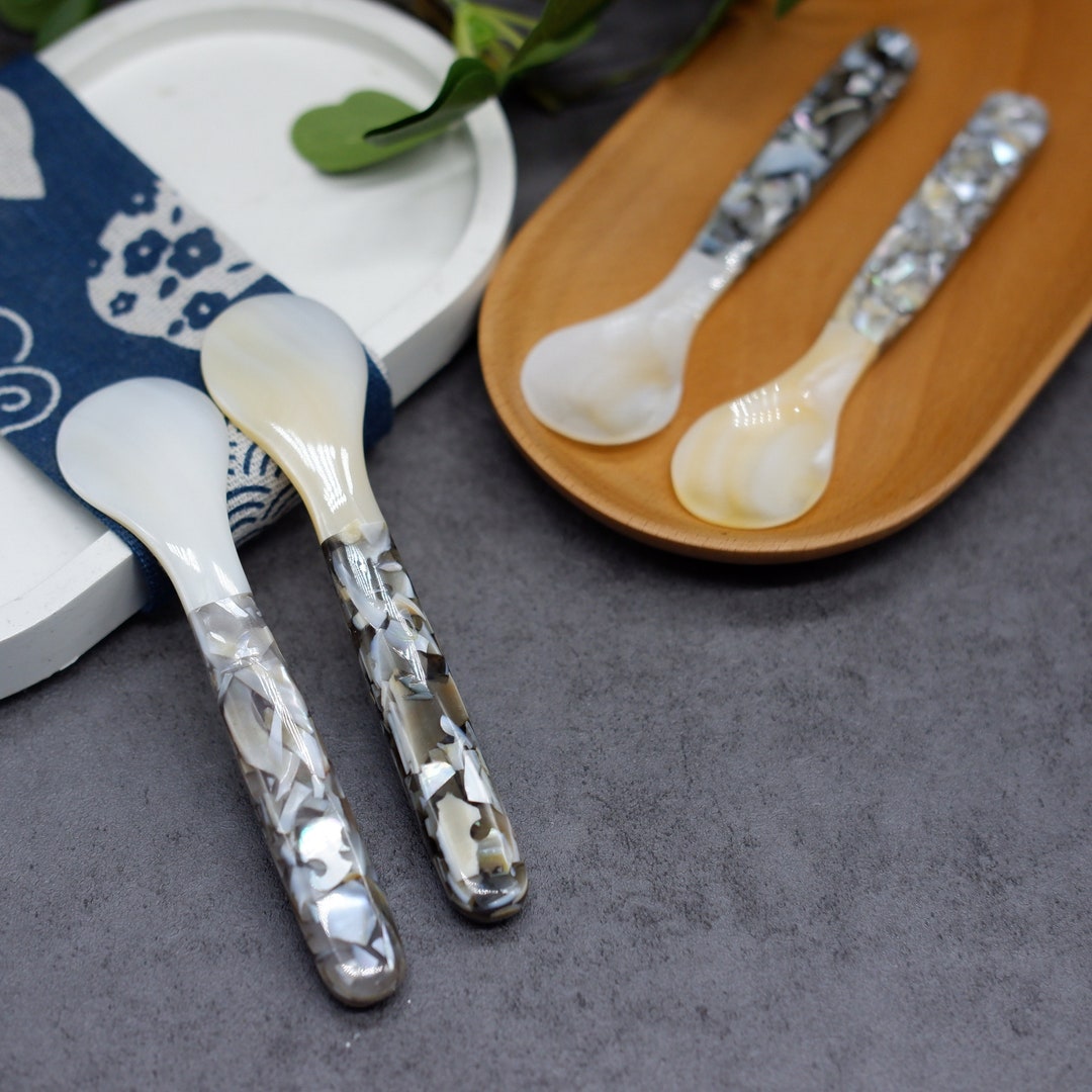 Handmade Mother of Pearl Caviar Spoon, Caviar Spoon With Black Pearl ...