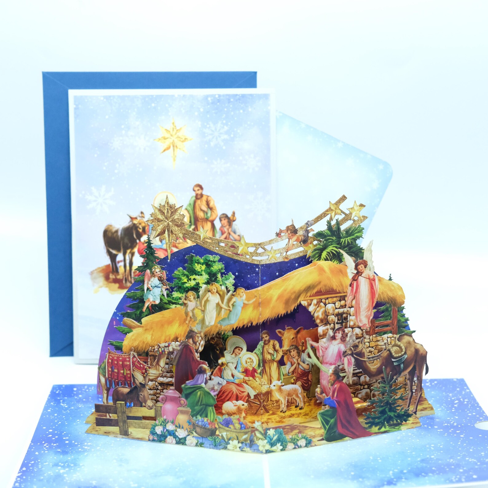 Christian Nativity Night Scene, Religious Holiday Card, 3D Pop up Card ...