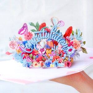 Congratulations Pop up Card, Colorful Congratulations Pop up Card for ...