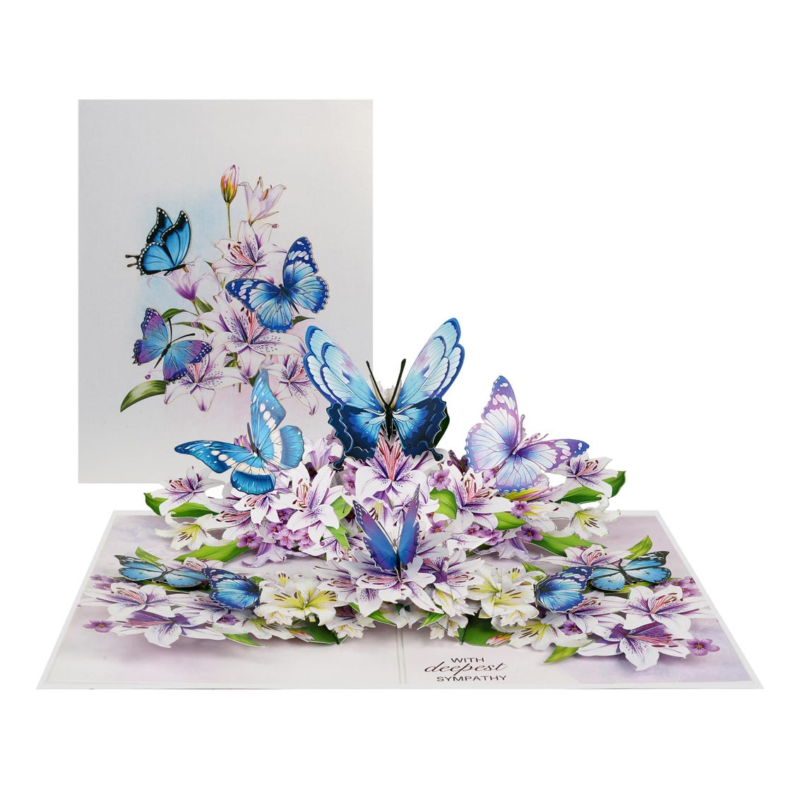 Lily and Butterfly Sympathy Pop up Card 6x8 3D Popup Card, Blue ...