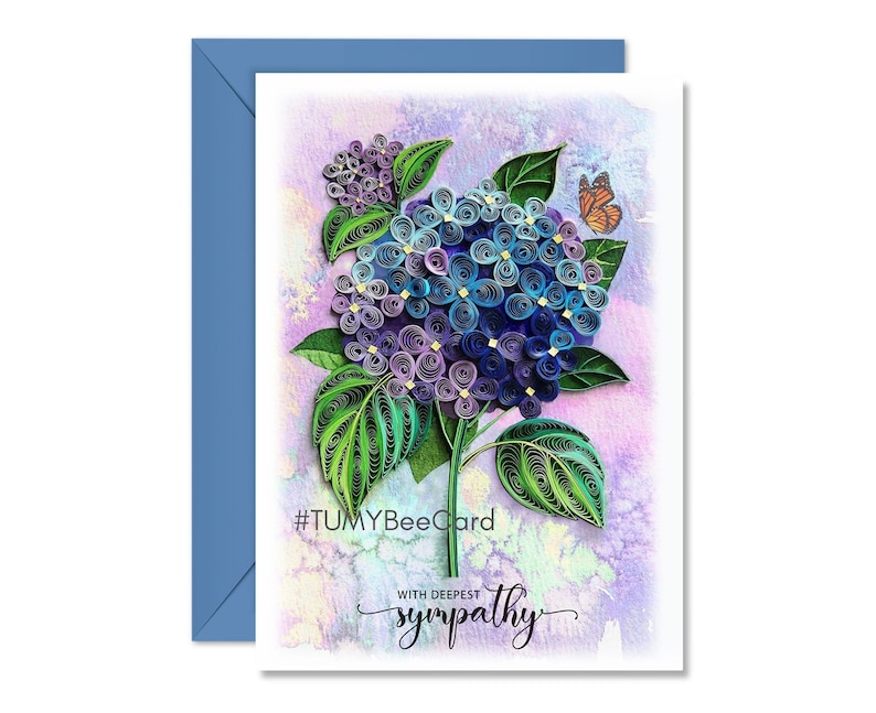 Sympathy Card, Flower Quilling Card With Sympathy, Blue Hydrangea ...