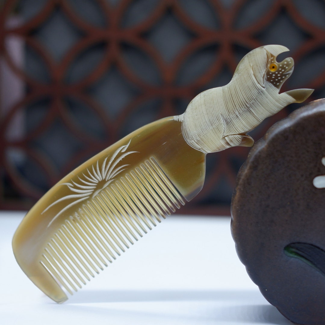 Personalized Pig Natural Buffalo Horn Comb, Handmade Elegant Massage ...