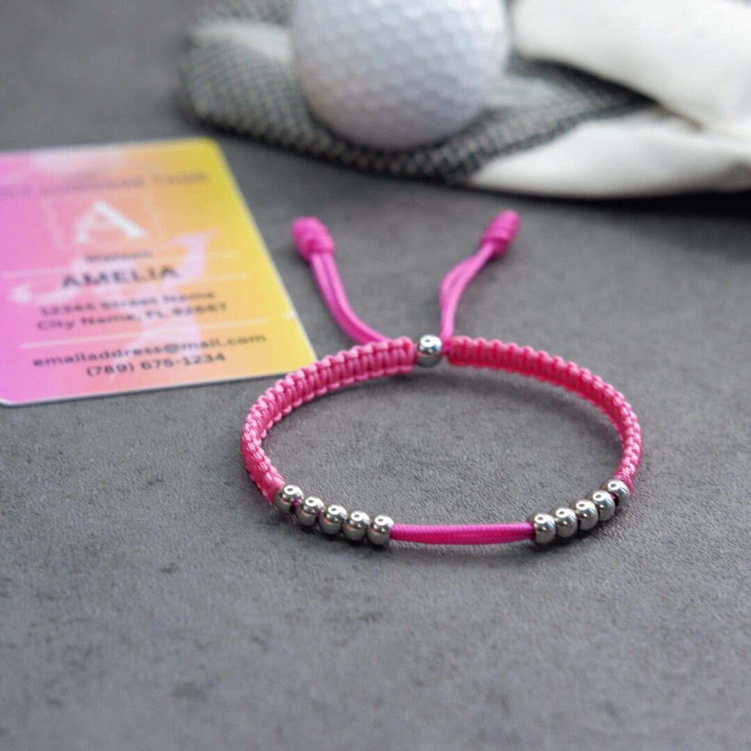Hot Pink Stainless Steel Golf Counter Bracelet, Counting Bracelet 10 ...