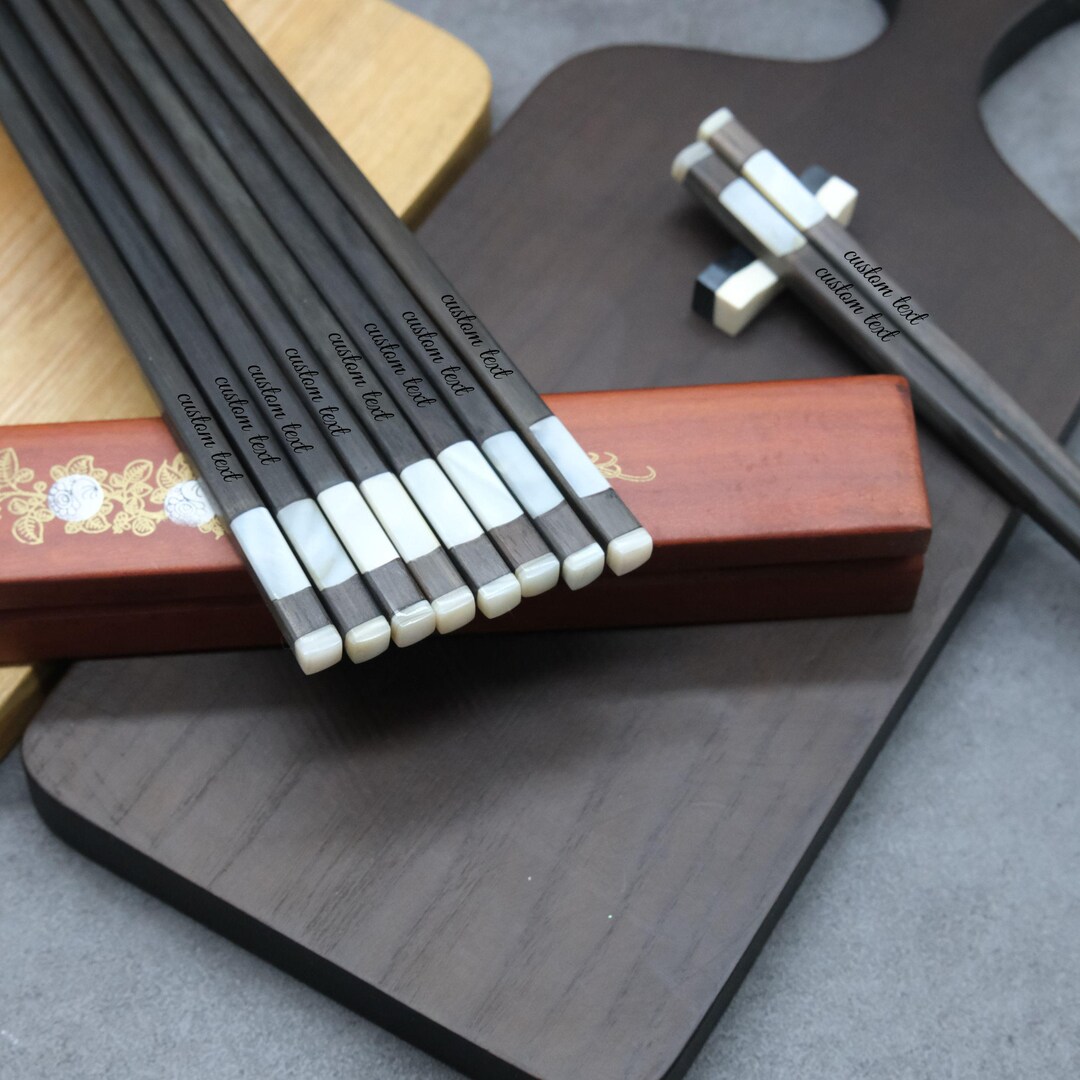 Personalized Natural Wooden Chopstick, Mother of Pearl Chopsticks ...