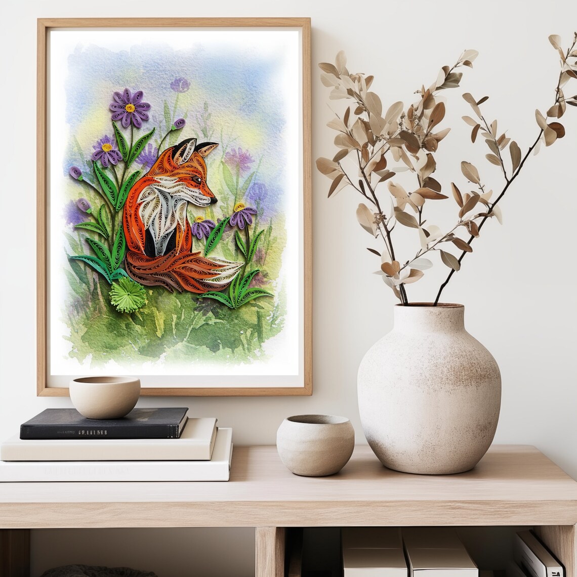 Happy Birthday Quilling Card, Aster and Fox Flower Card, Birthday Gift ...