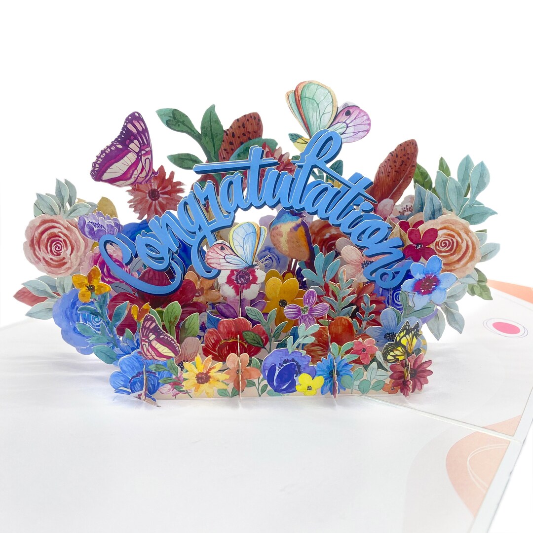 Congratulations Pop up Card, Colorful Congratulations Pop up Card for ...