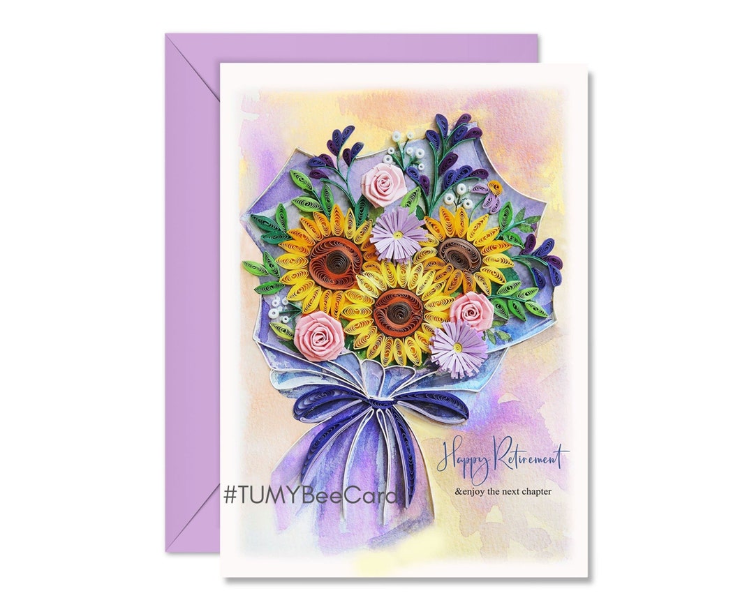 Happy Retirement Card, Retired Congratulations Card, Colorful Bouquet ...