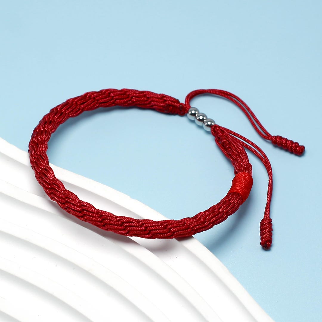 Dark Red With Red Thread Original Tibetan Bracelet, Hand Braided Rope ...