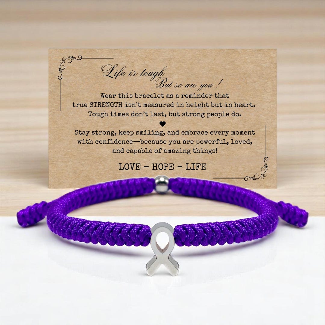 Lupus Awareness Bracelet, Stainless Steel HOPE Ribbon Charm, Adjustable ...