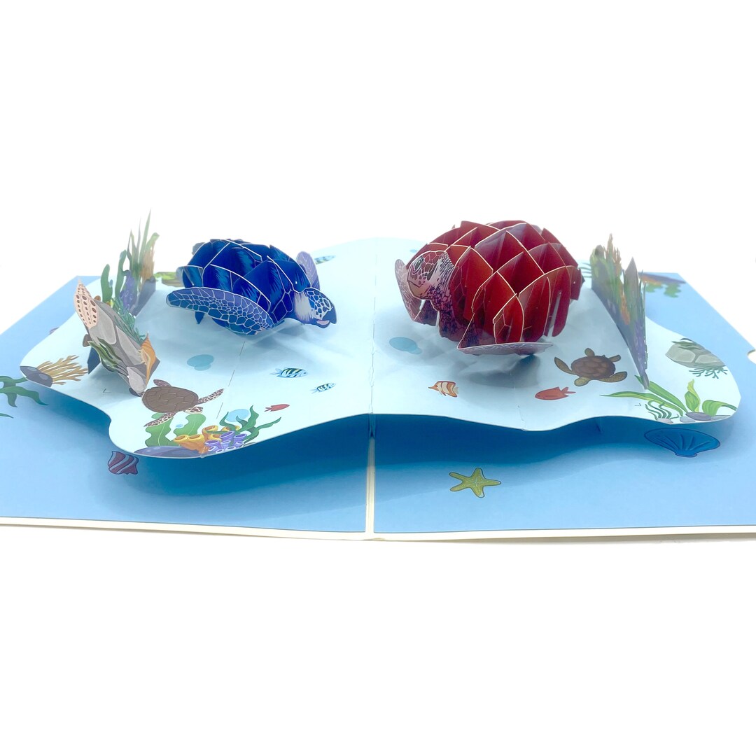 Sea Turtle Pop up Card, Colorful Animal Pop up Card, Animal 3D Pop up ...