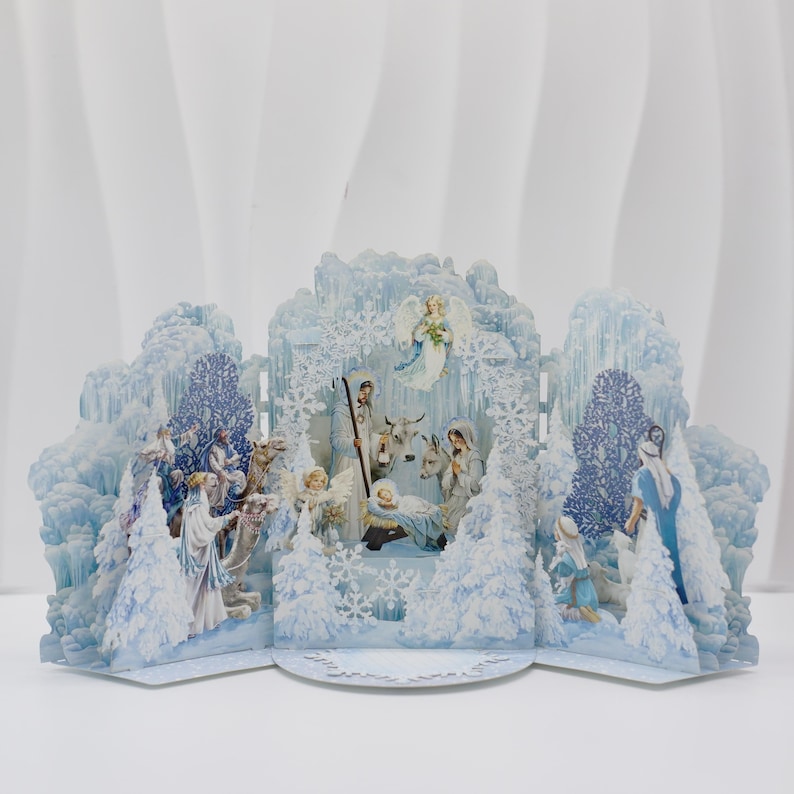 Religious Holiday Card, 3D Pop up Card, Merry Xmas Card, Christian ...