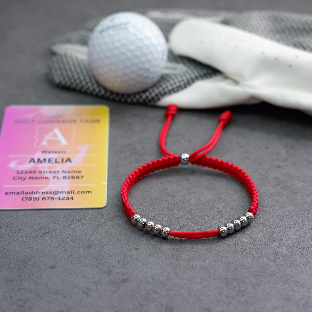 Red Stainless Steel Golf Counter Bracelet, Counting Bracelet 10 Sliding ...
