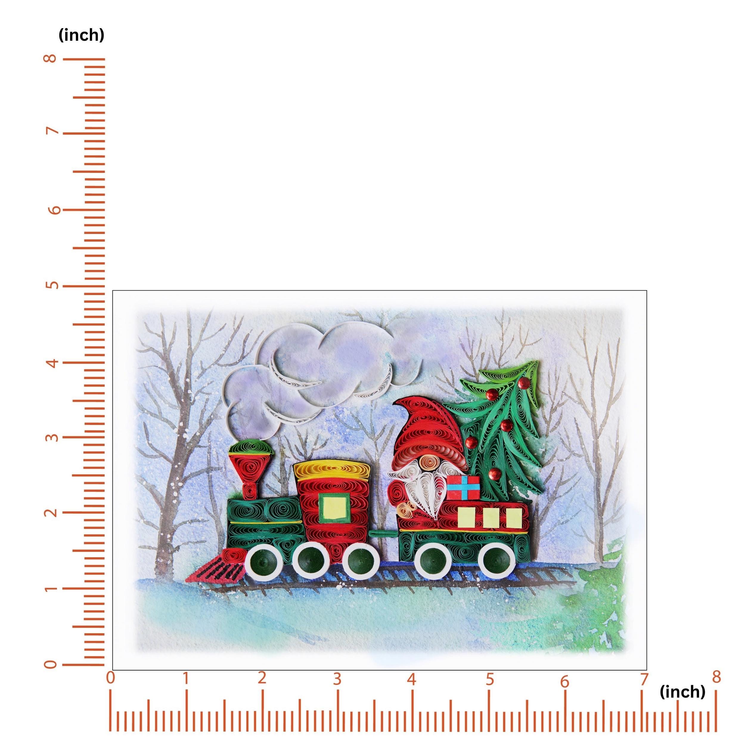 Santa and Train Christmas Quilling Card, Xmas Card, Santa and Train ...