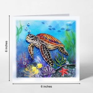 Handmade Sea Turtle Under the Sea Animal Greeting Card, Artful Painting ...