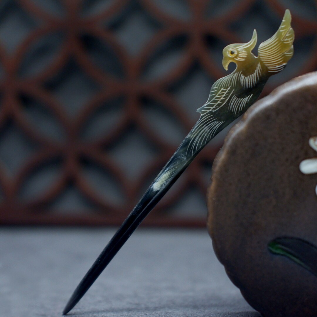 Genuine Buffalo Horn Cute Little Bird Hair Forks, Natural Horn Hair ...
