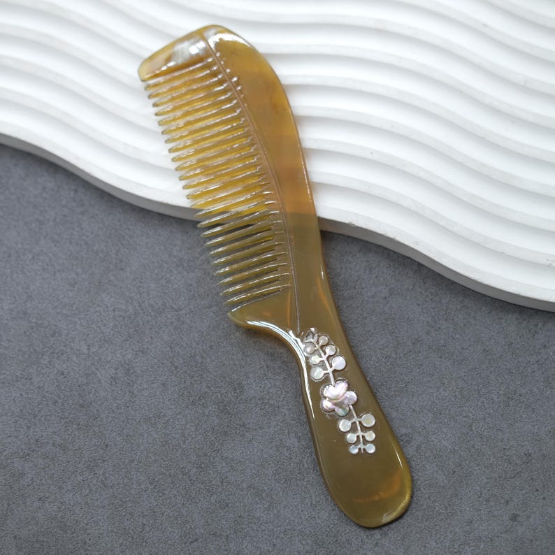 Personalized Cherry Blossom, Lotus Natural Buffalo Pocket Horn Comb ...