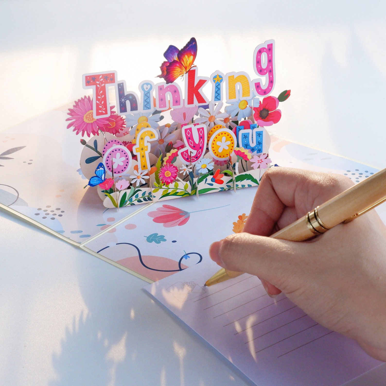 Colorful Thinking of You Pop up Card, Colorful Flower Pop up Card ...