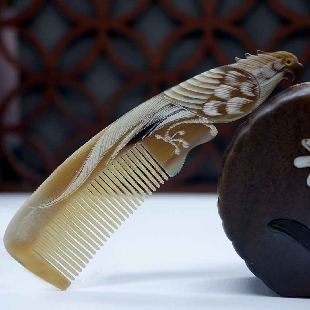 Personalized Parriot Natural Buffalo Horn Comb, Handmade Elegant ...