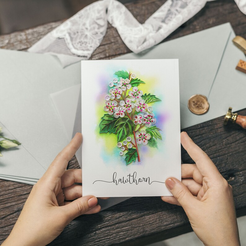 Happy Birthday Quilling Card, Hawthorn Flower Card, Birthday Gifts ...