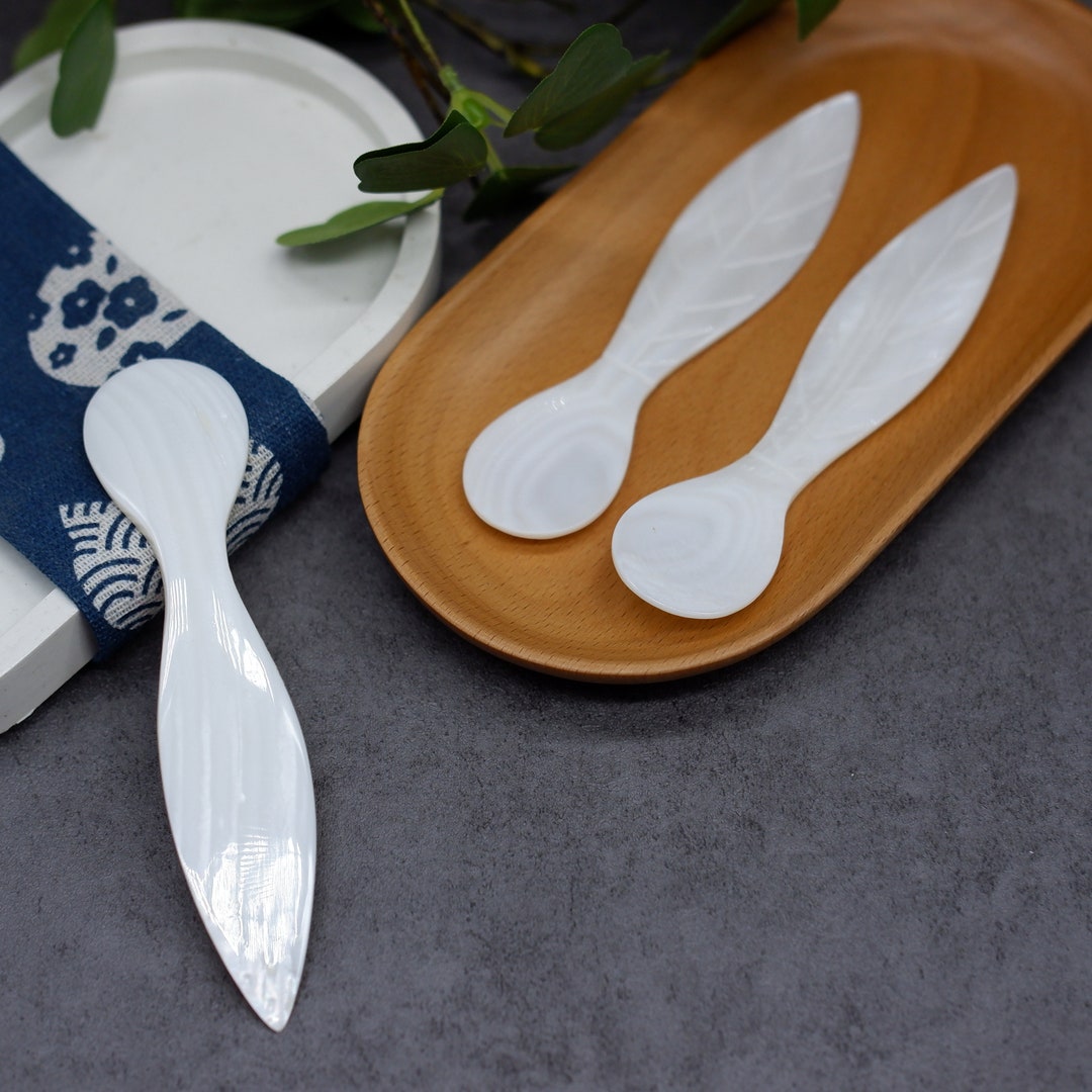 Handmade Mother of Pearl Caviar Spoon, Caviar Spoon With Leaf Handle ...