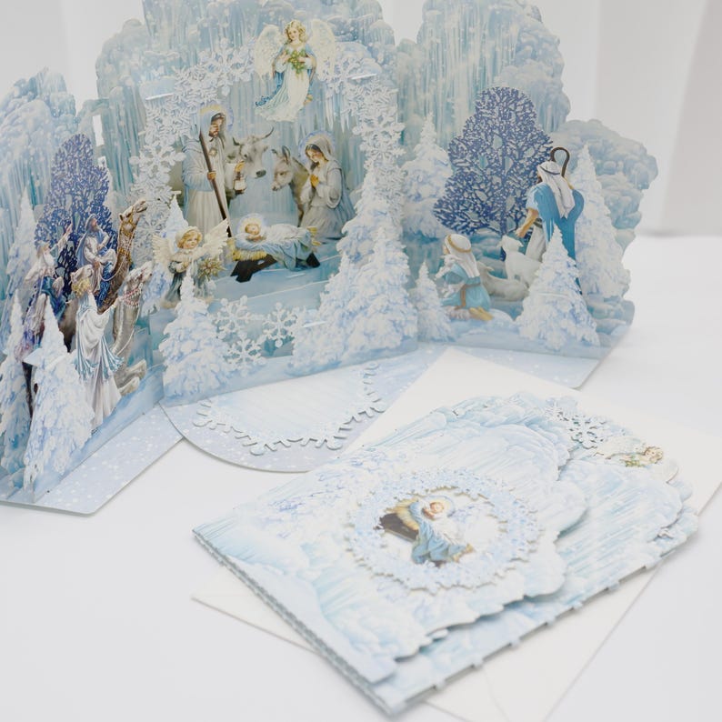 Religious Holiday Card, 3D Pop up Card, Merry Xmas Card, Christian ...