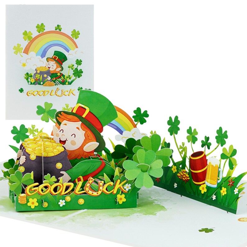St Patrick’s Day Pop up Card 6x8 3D Popup Card, Irish Shamrock Greeting ...