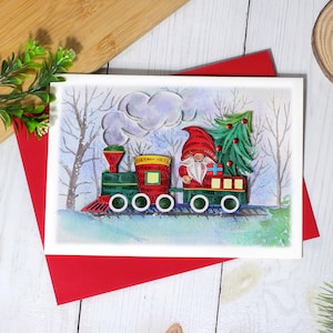 Santa and Train Christmas Quilling Card, Xmas Card, Santa and Train ...