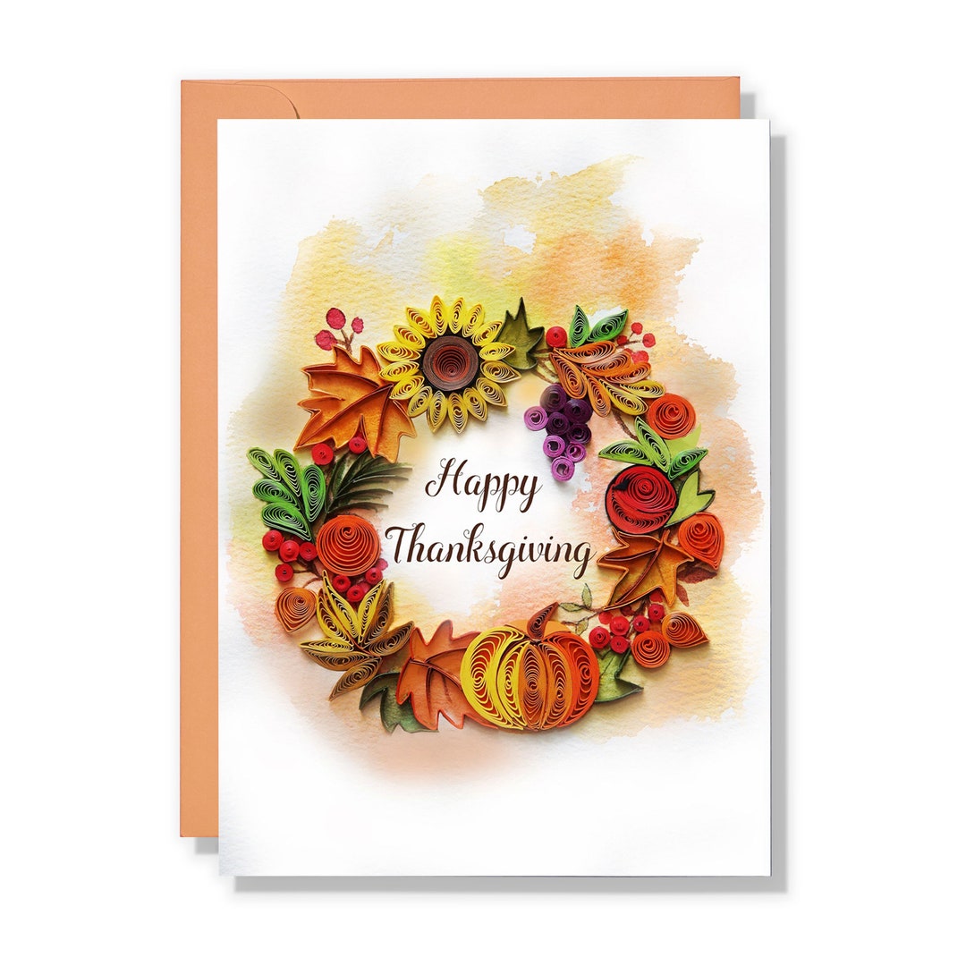 Quilling Thanksgiving Colorful Greeting Card, Xmas Card, Happy Thanks ...