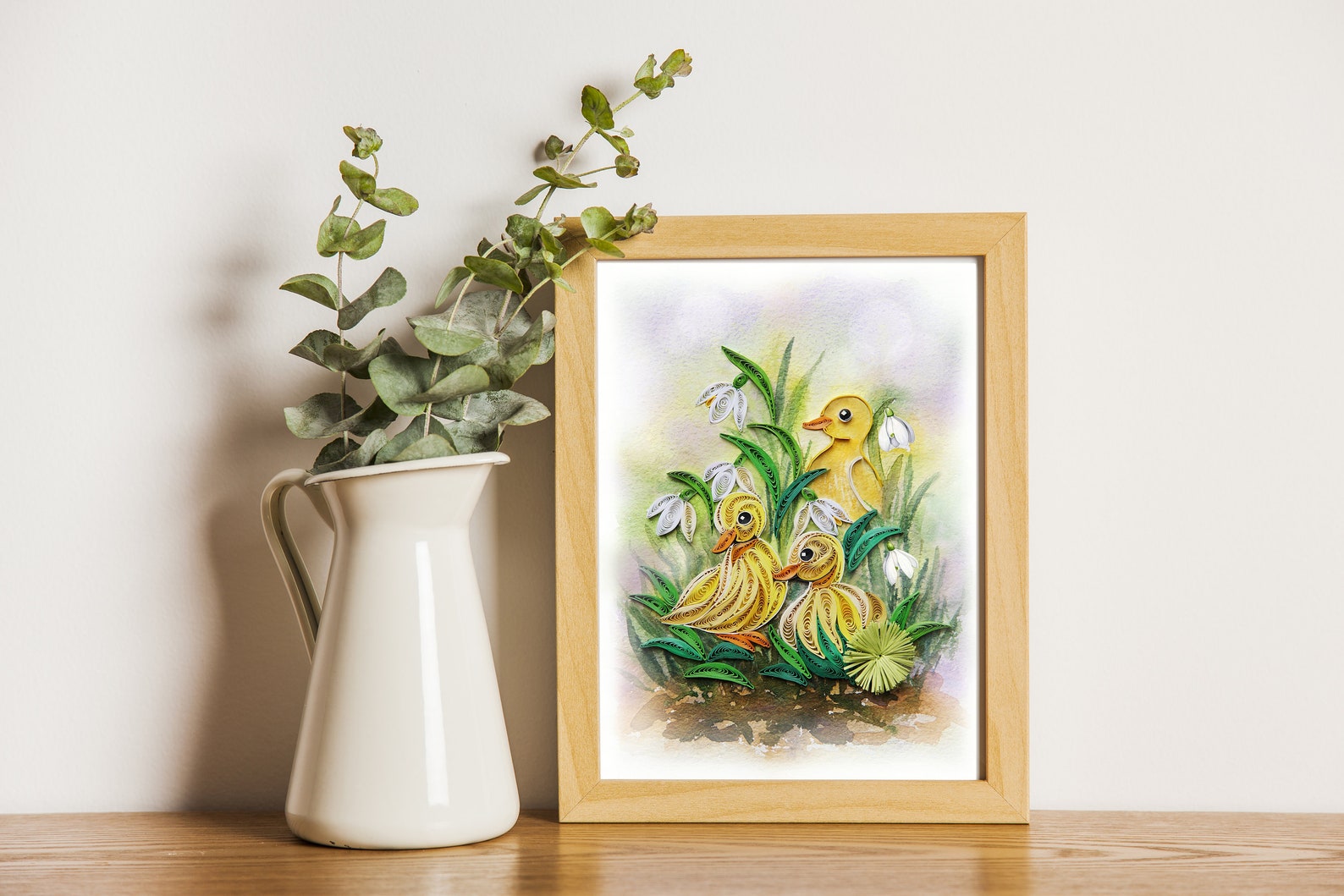 Happy Birthday Quilling Card, Snowdrop and Duck Flower Card, Birthday ...