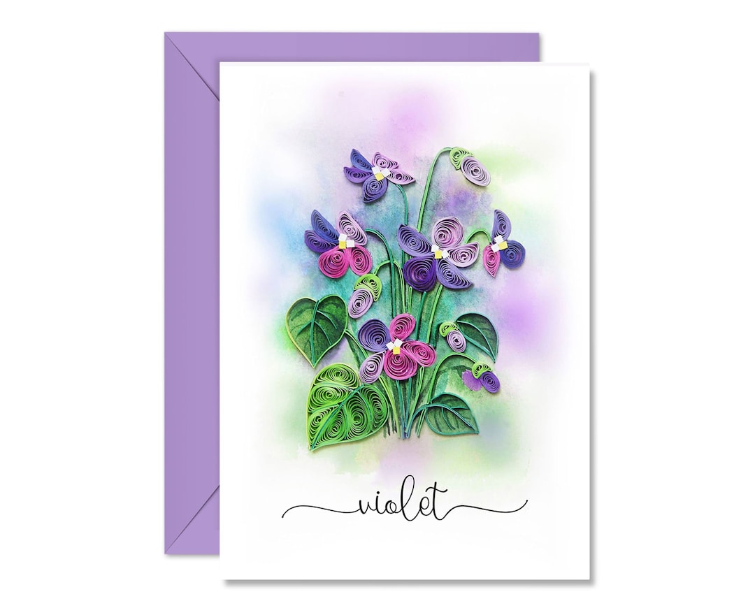 Happy Birthday Quilling Card Violet Flower Card, Flower Birthday Gifts ...
