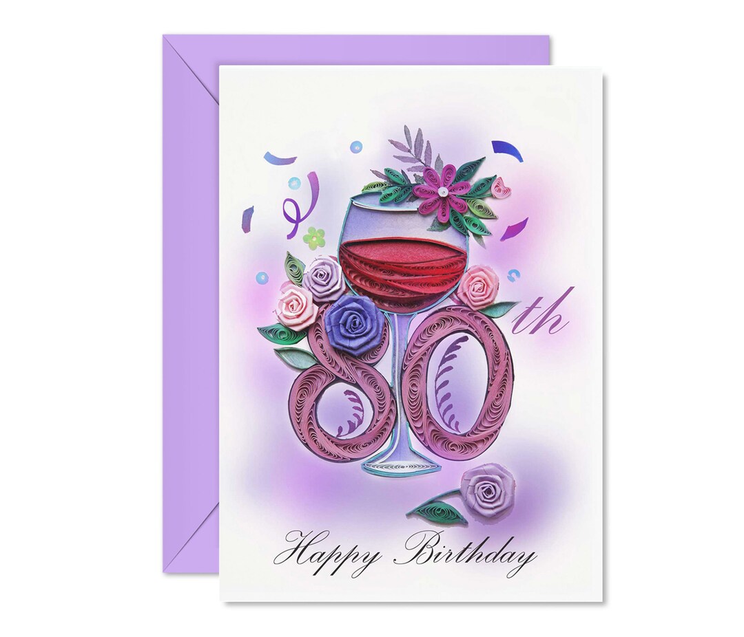 80th Birthday Card, Happy Birthday 80 Years Old Card, Eighty Year ...